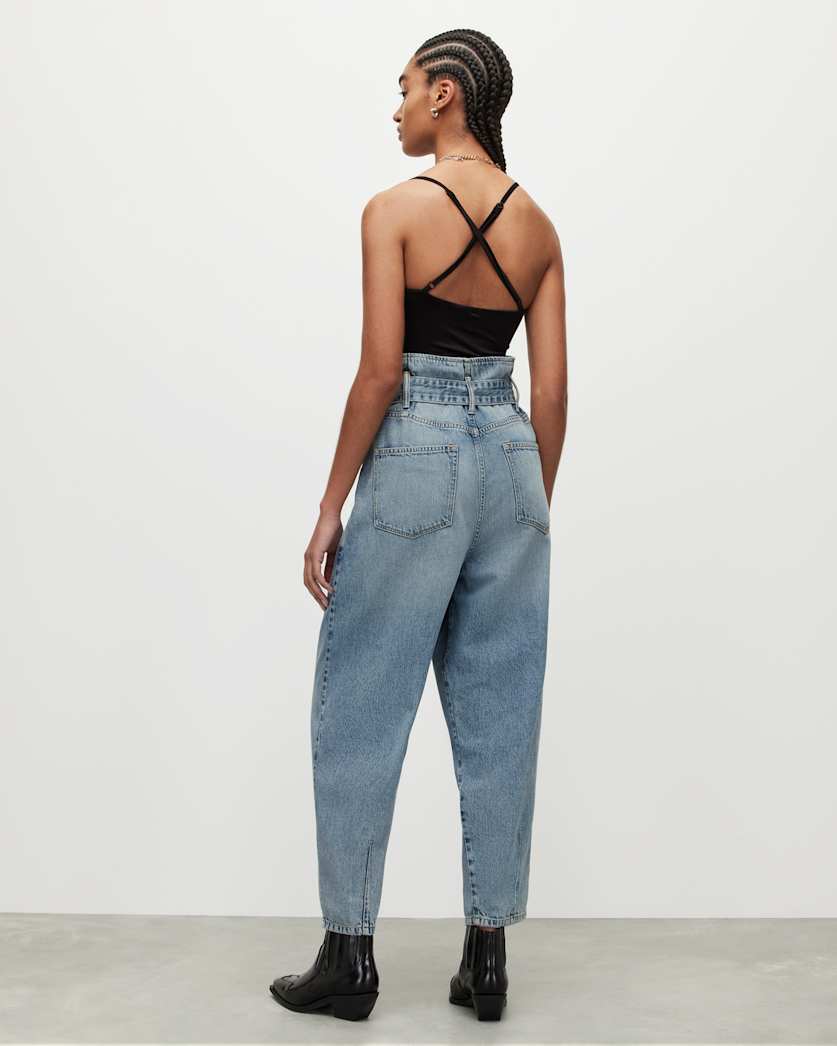 Sammy High-Rise Paperbag Jeans MID INDIGO BLUE | ALLSAINTS US